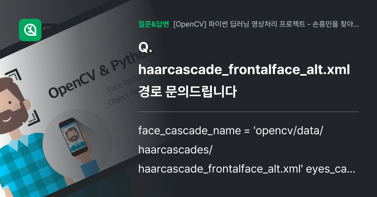 haarcascade_frontalface_alt.xml 경로 문... - 인프런 | 커뮤니티 질문&답변