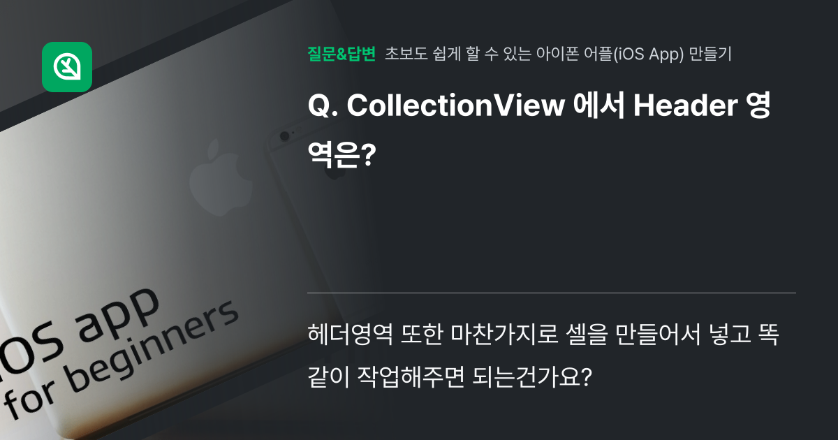 CollectionView 에서 Header 영역은? - 인프런 | 커뮤니티 질문&답변