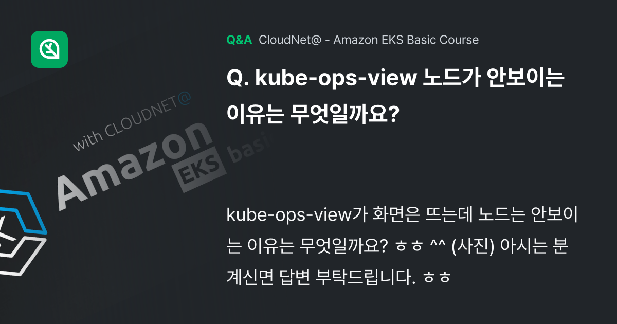 kube-ops-view 노드가 안보이는 이유는 무... - Inflearn | Community Q&A