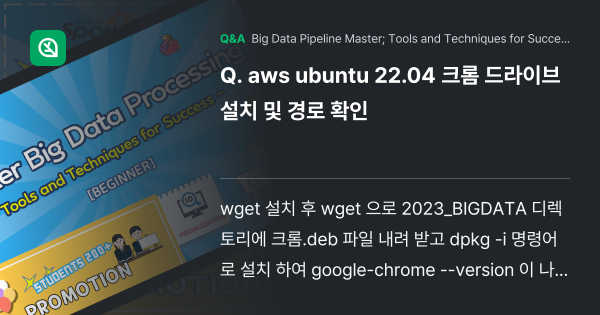 aws ubuntu 22.04 크롬 드라이브 설치... - Inflearn | Community Q&A