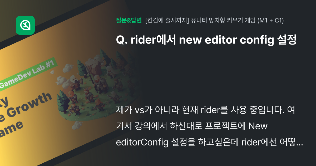 rider에서 new editor config 설정 - 인프런 | 커뮤니티 질문&답변