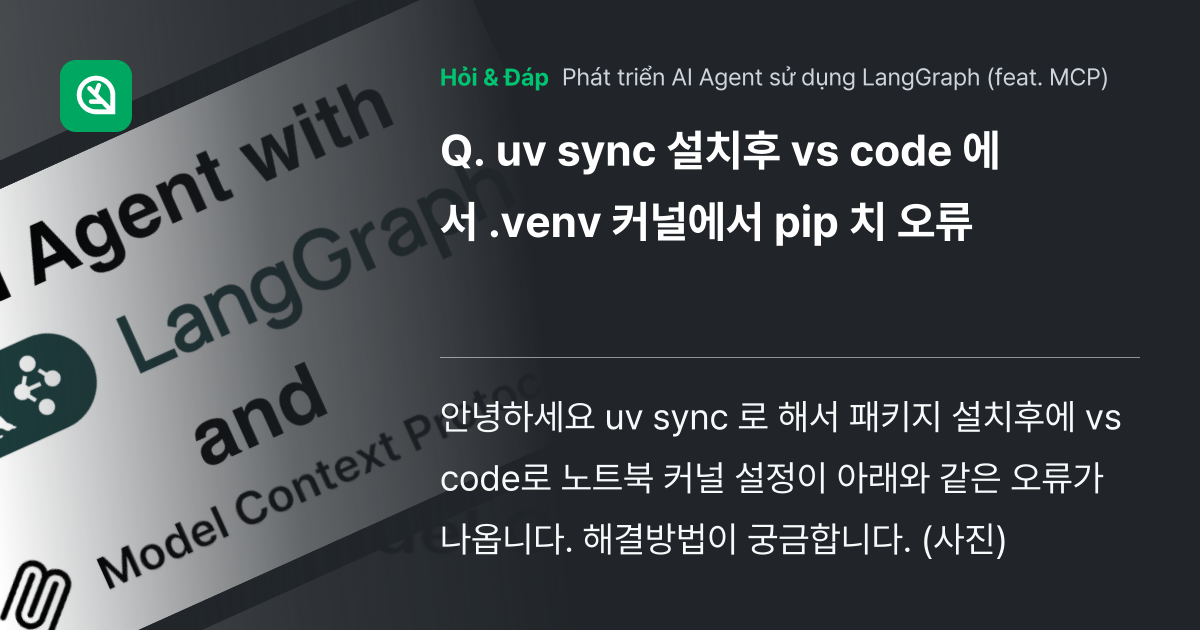 uv sync 설치후 vs code 에서... - Inflearn | Cộng đồng Hỏi & Đáp