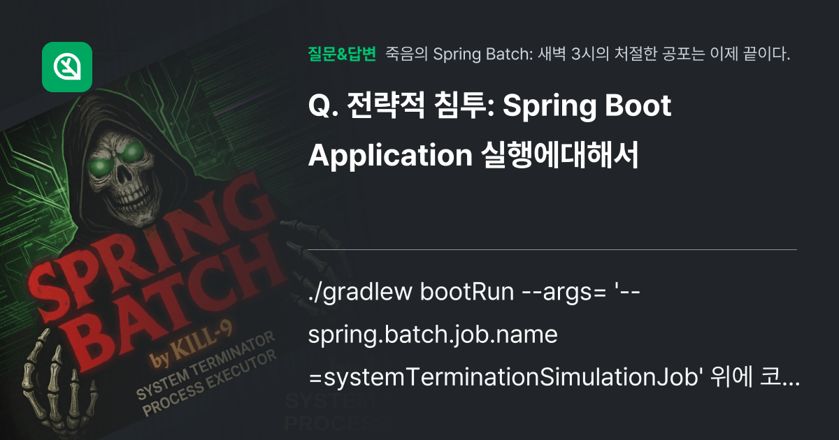 전략적 침투: Spring Boot Application 실행에대... - 인프런 | 커뮤니티 질문&답변