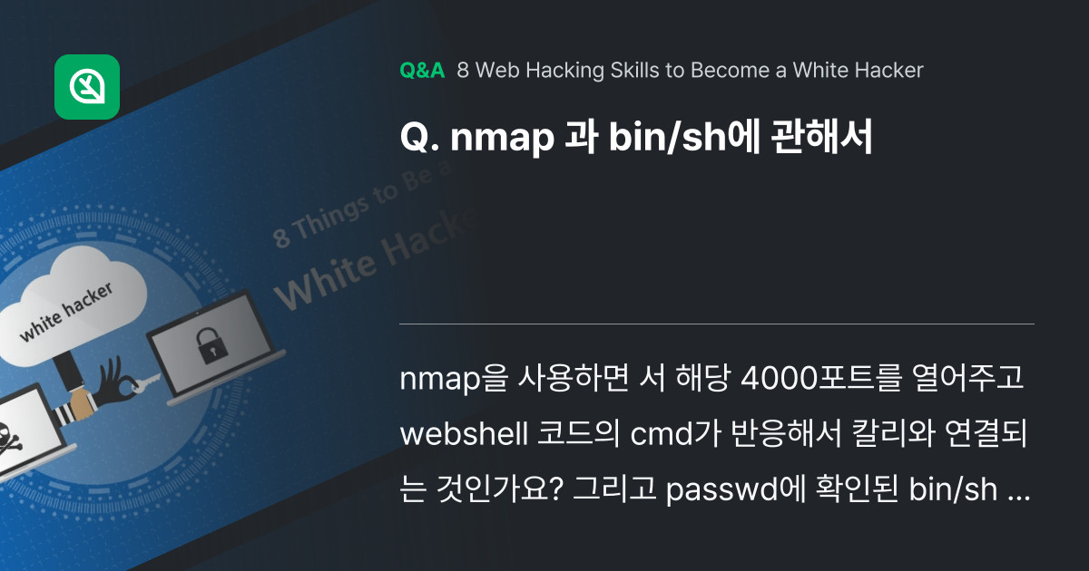 nmap 과 bin/sh에 관해서 - Inflearn | Community Q&A