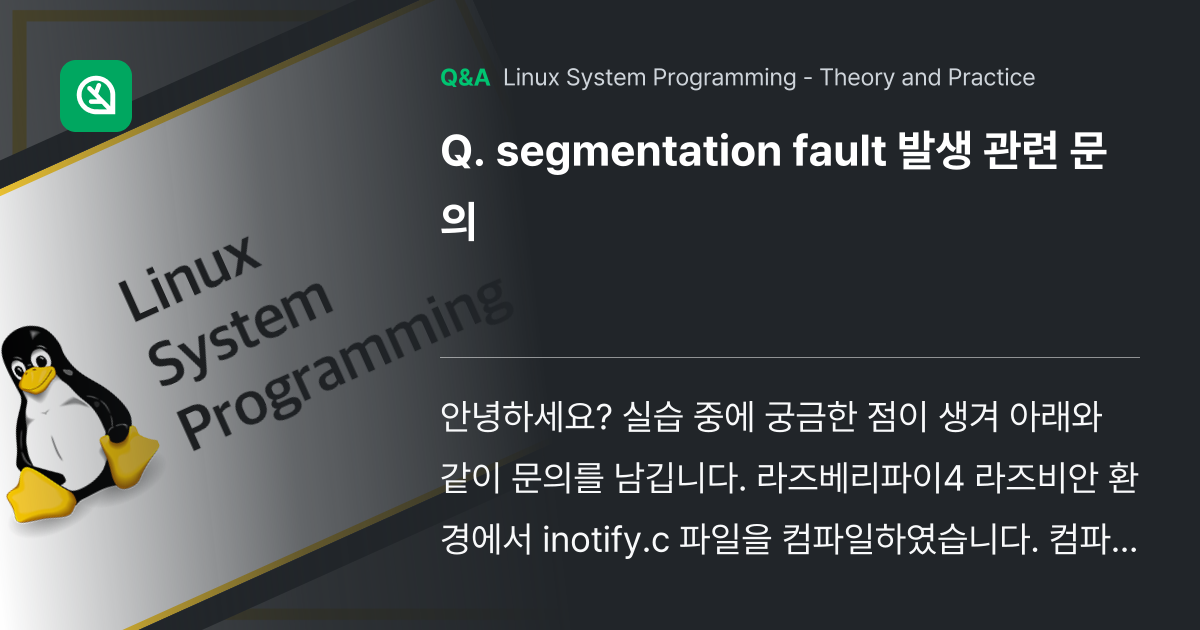 segmentation fault 발생 관련 문의 - Inflearn | Community Q&A