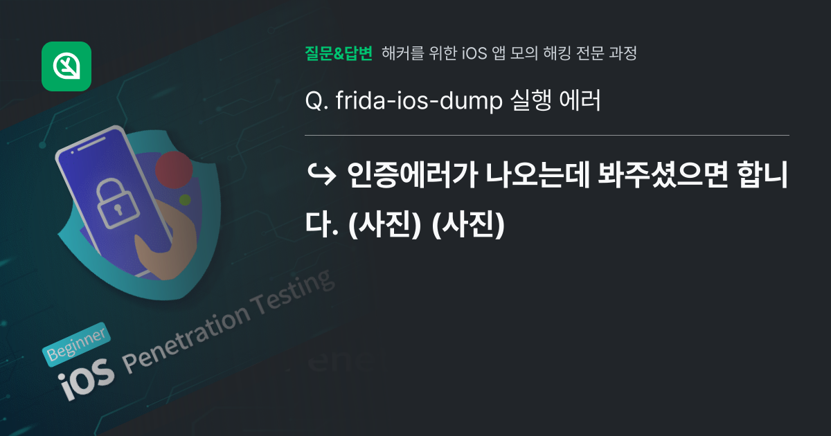 frida-ios-dump 실행 에러 - 인프런 | 커뮤니티 질문&답변