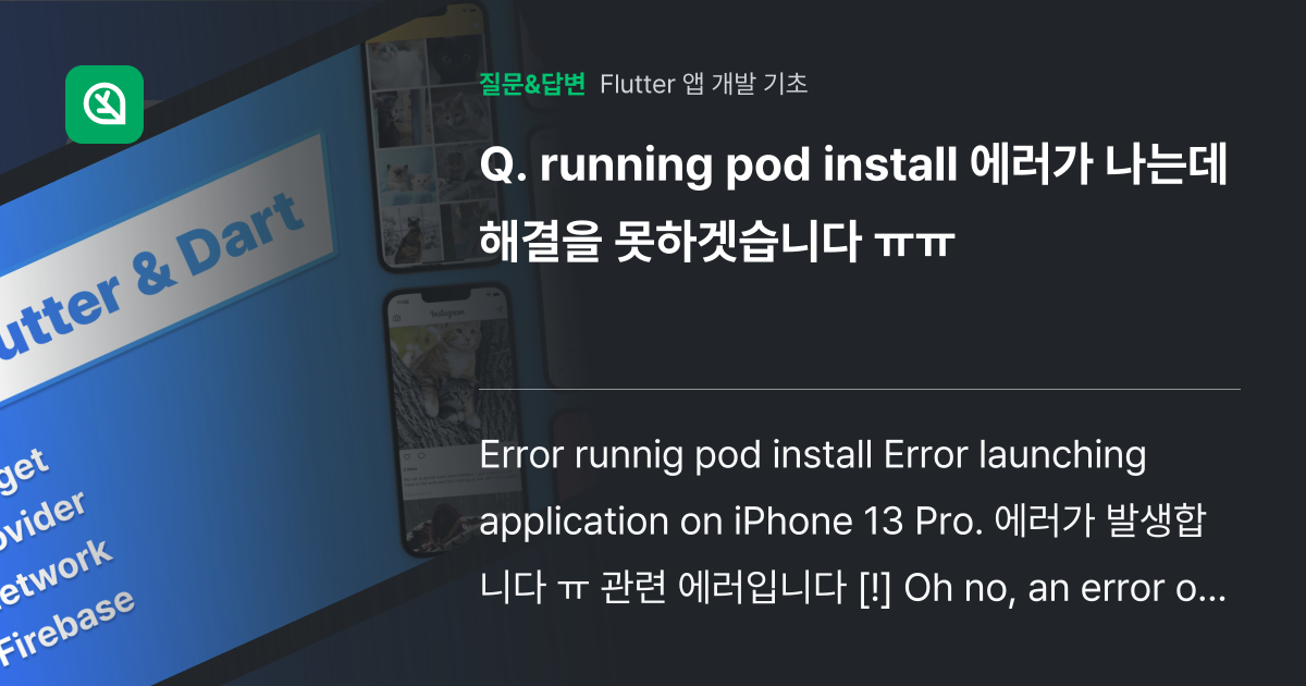 running pod install 에러가 나는데 해결을 못하겟습... - 인프런 | 커뮤니티 질문&답변