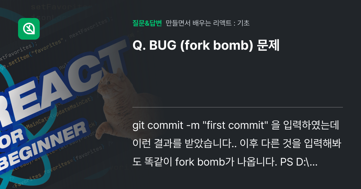 BUG (fork bomb) 문제 - 인프런 | 커뮤니티 질문&답변