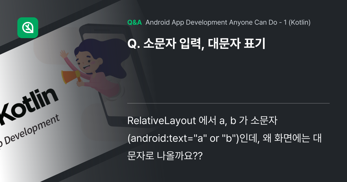 소문자 입력, 대문자 표기 - Inflearn | Community Q&A
