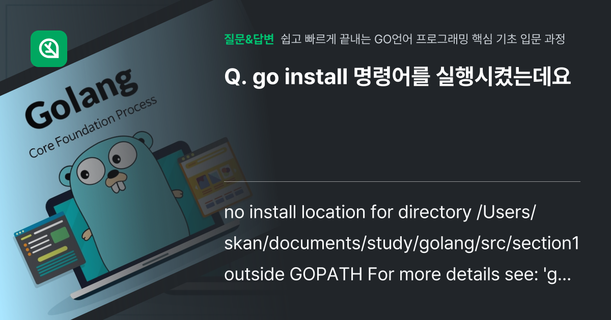 go install 명령어를 실행시켰는데요 - 인프런 | 커뮤니티 질문&답변