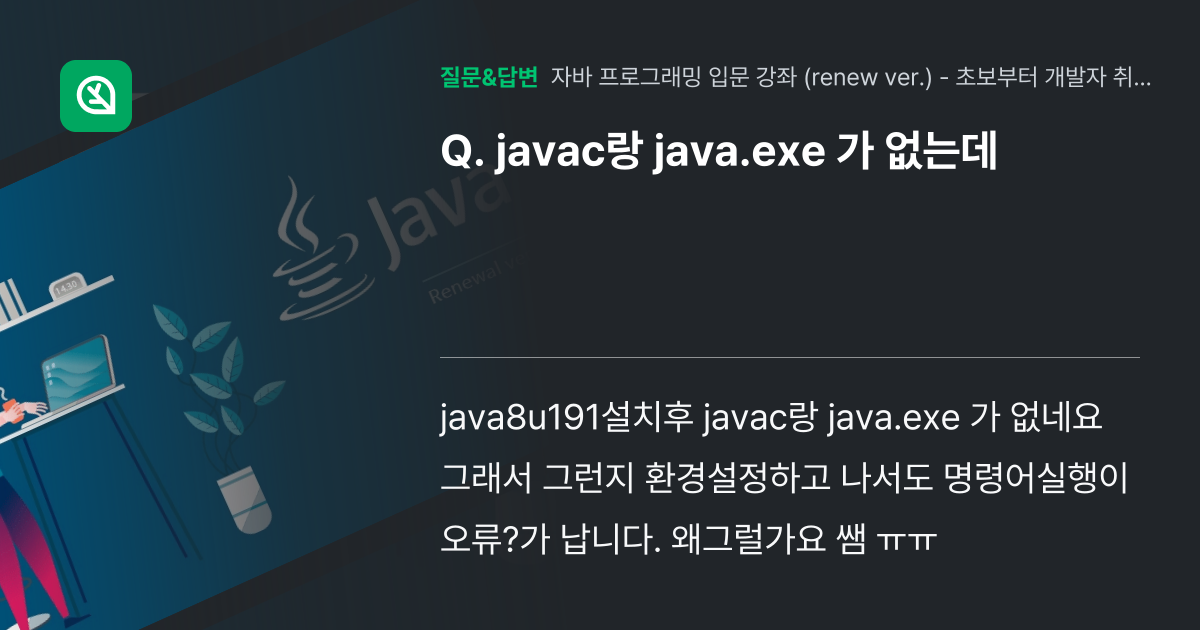 javac랑 java.exe 가 없는데 - 인프런 | 커뮤니티 질문&답변