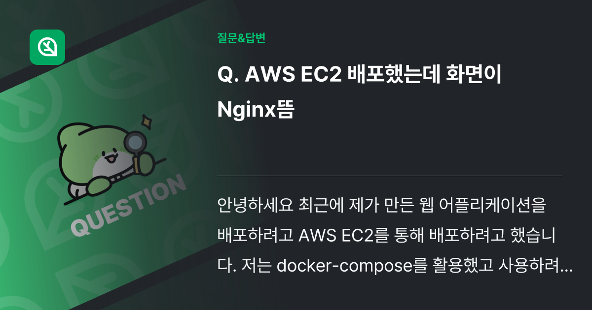 AWS EC2 배포했는데 화면이 Nginx뜸 - 인프런 | 커뮤니티 질문&답변