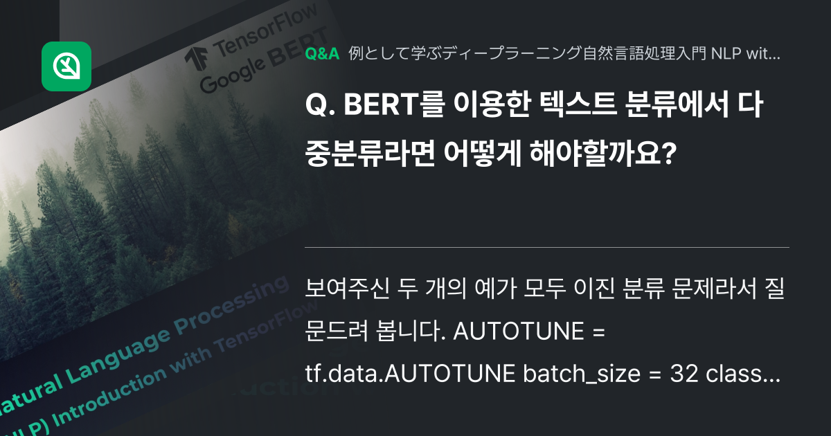 BERT를 이용한 텍스트 분류에서 다중분류라면 어떻게 해... - Inflearn | コミュニティ Q&A