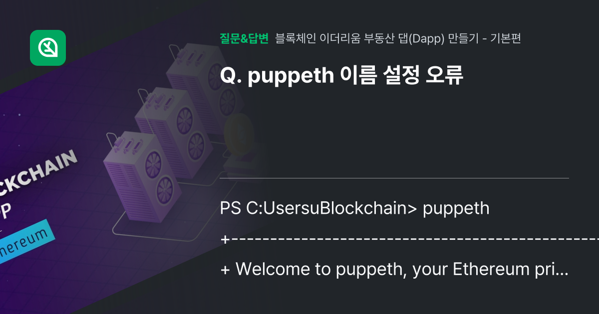 puppeth 이름 설정 오류 - 인프런 | 커뮤니티 질문&답변