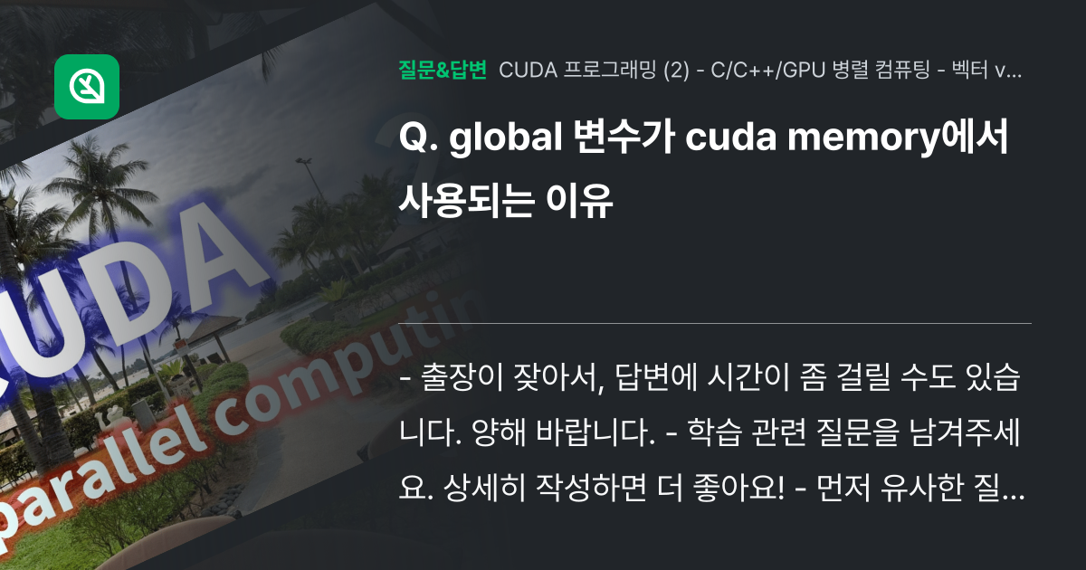 global 변수가 cuda memory에서 사용되는 이유 - 인프런 | 커뮤니티 질문&답변
