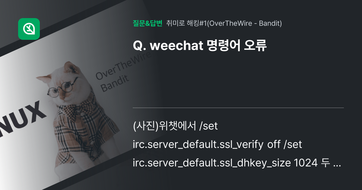 weechat 명령어 오류 - 인프런 | 커뮤니티 질문&답변