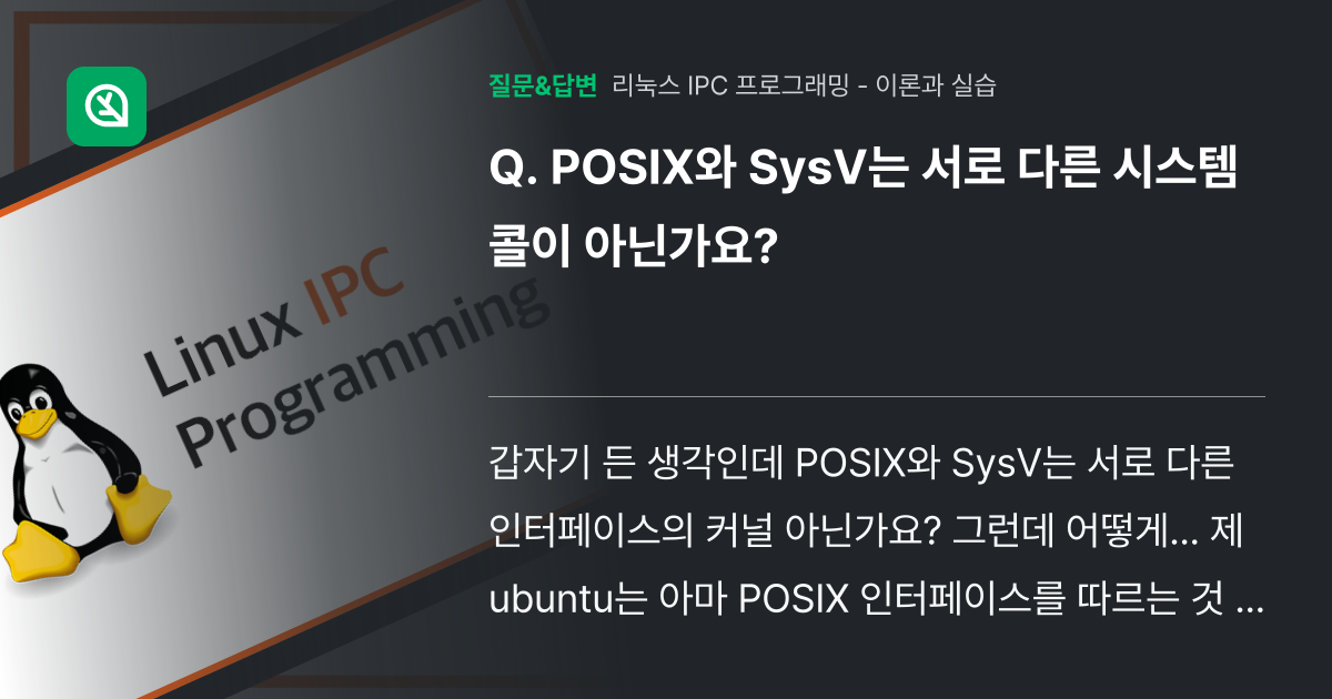 POSIX와 SysV는 서로 다른 시스템 콜이 아닌가요? - 인프런 | 커뮤니티 질문&답변