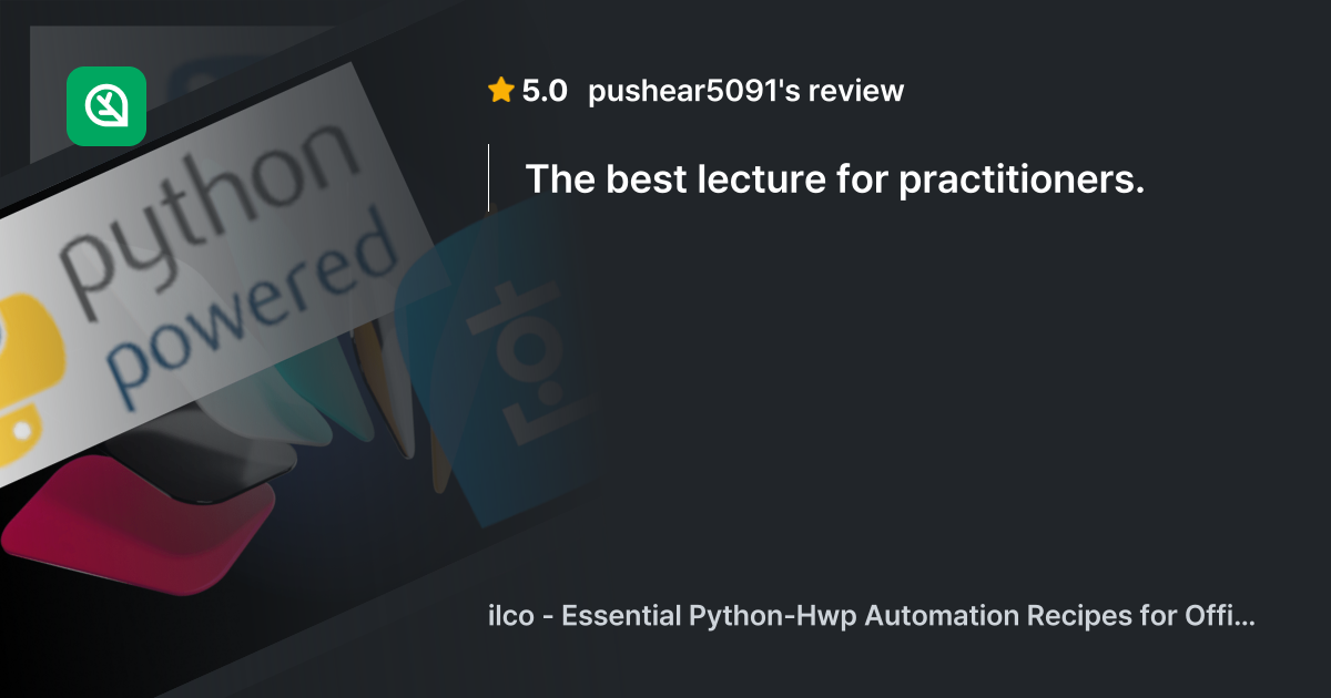 pushear5091’s honest review, Python... - Inflearn | Review