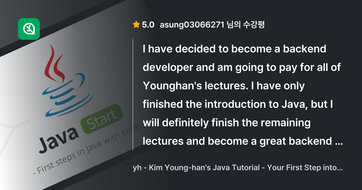 김민성의 생생한 수강후기 김영한의 자바 입문 코드로 시작하는 자바 첫걸음 인프런 수강평