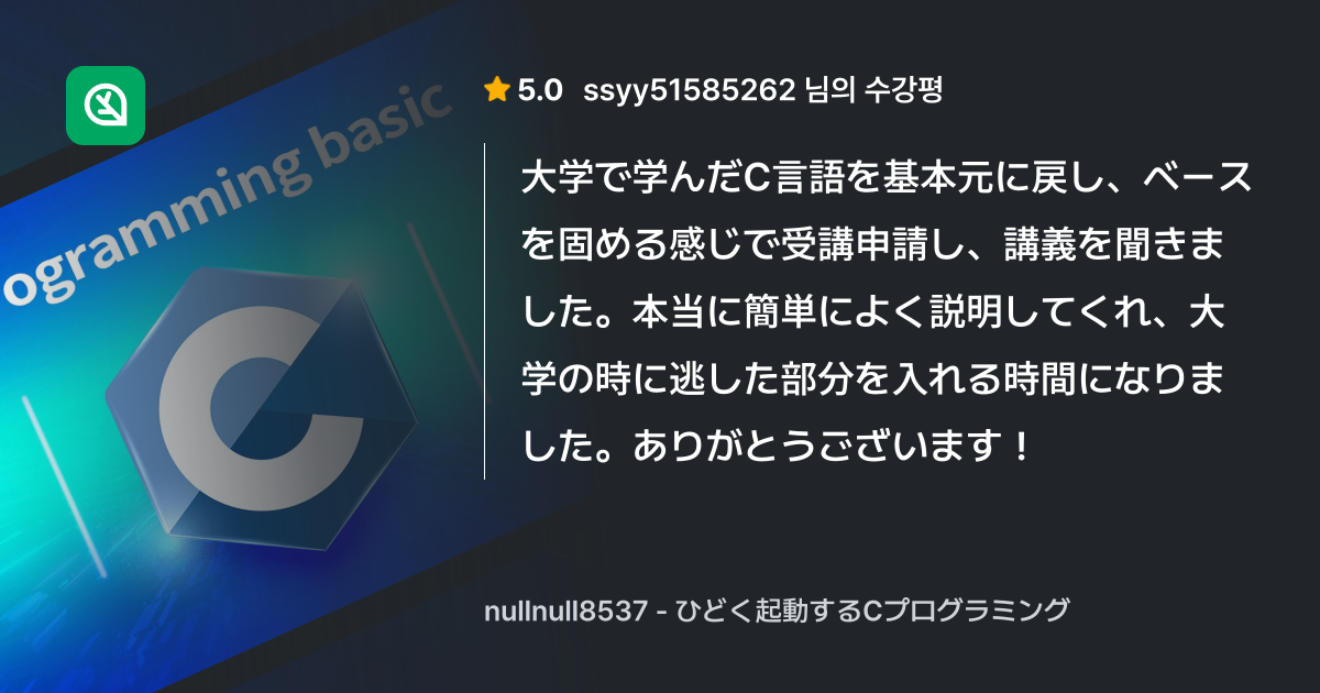 김재훈의 생생한 수강후기 독하게 시작하는 C 프로그래밍 강의 인프런 수강평