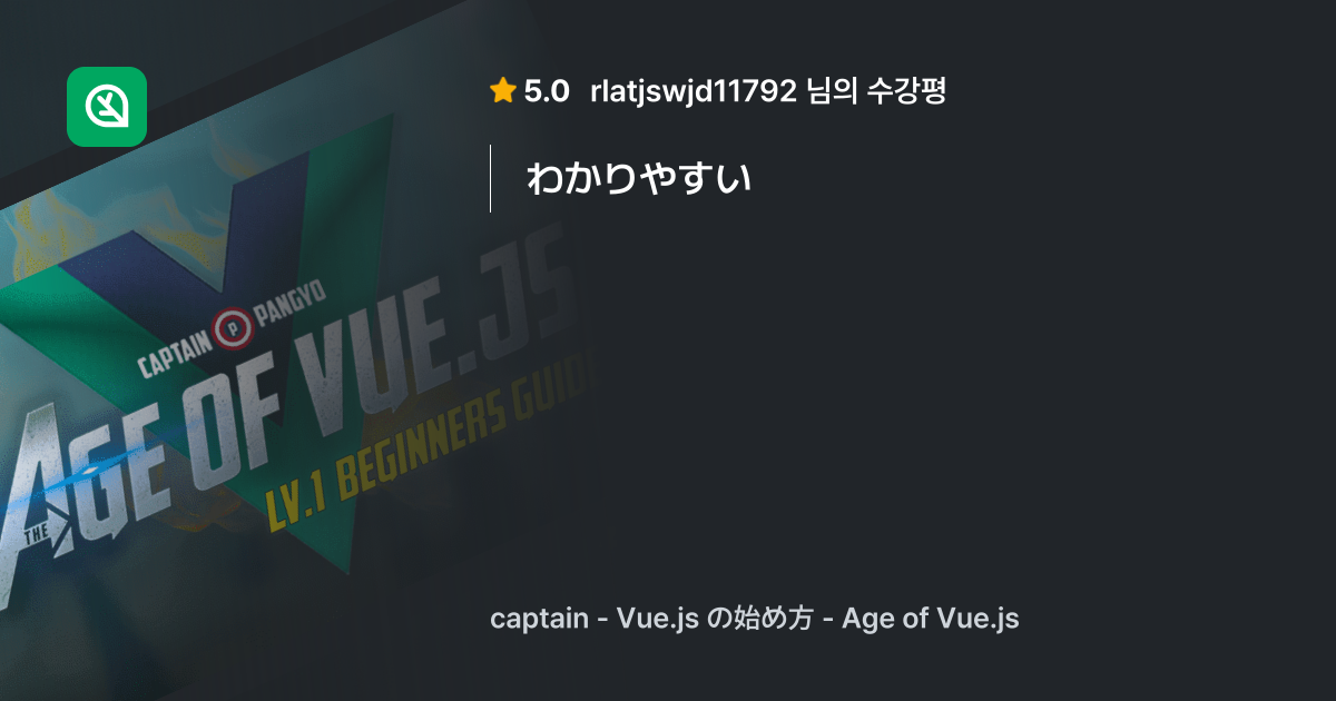 김선정님의 생생한 수강평 Vuejs 시작하기 Age Of Vuejs 인프런 수강평