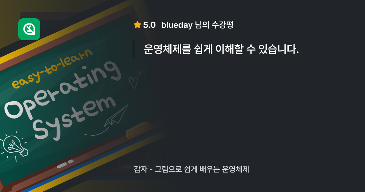 Blueday의 생생한 수강후기 그림으로 쉽게 배우는 운영체제 강의 인프런 수강평