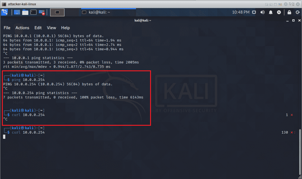 kali에서 curl 실패 - 인프런 | 커뮤니티 질문&답변