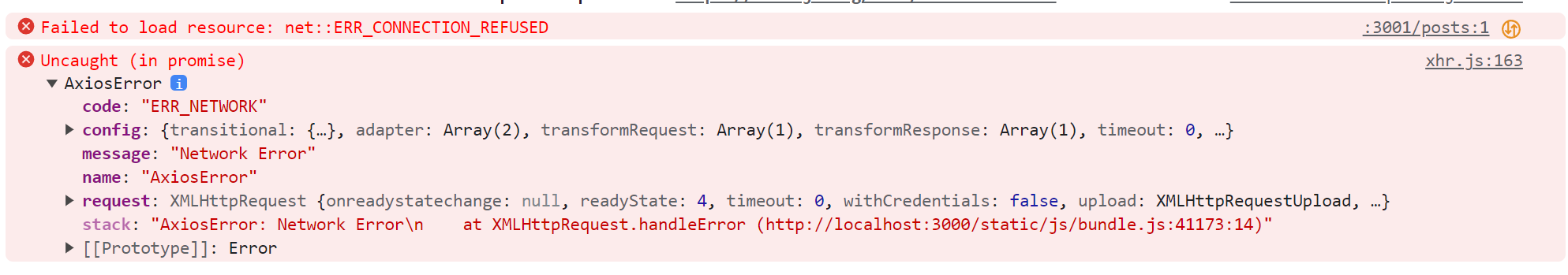AxiosError: Network Error가 뜹니다 - 인프런 | 커뮤니티 질문&답변